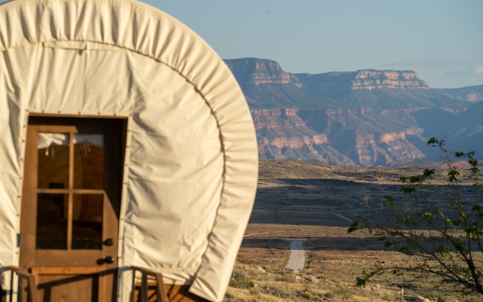 Authentic Conestoga Wagon Overnight Stay at Bar 10 Ranch