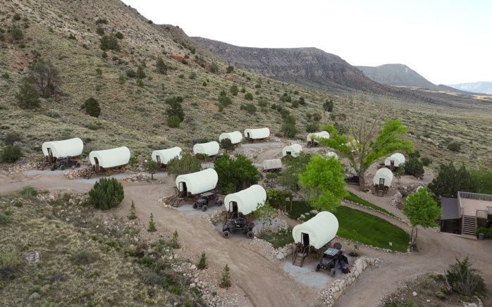 Authentic Conestoga Wagon Overnight Stay at Bar 10 Ranch